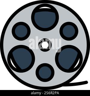Film Reel Icon. Editable Bold Outline With Color Fill Design. Vector ...