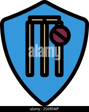 Cricket Shield Emblem Icon. Editable Bold Outline Design. Vector ...