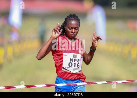 Sheila Chelagat celebrates while crossing 10km senior women finishing ...