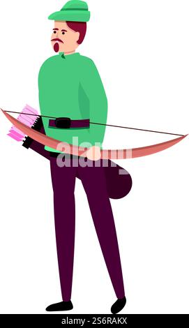 Vector bow with arrow icon. Fairy tale knight armor. Fairytale soldier sword. Cartoon medieval ...