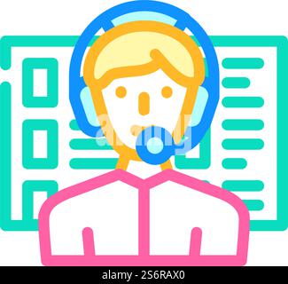 call center worker icon color illustration Stock Vector Image & Art - Alamy
