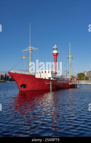 Restored museum ship, former lightship Weser 'Norderney' at Bontekai ...