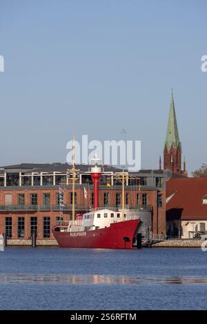 Restored museum ship, former lightship Weser 'Norderney' at Bontekai ...