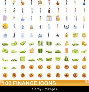100 finance icons set. Cartoon illustration of 100 finance icons vector ...