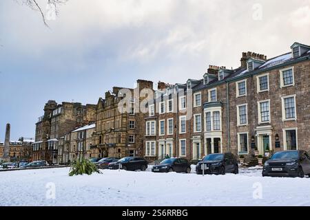 A snow scene in Harrogate town centre from Montpellier Hill,North ...