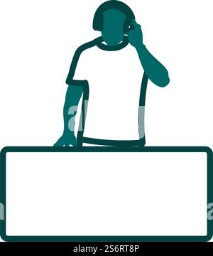 DJ Icon. Editable Bold Outline With Color Fill Design. Vector ...