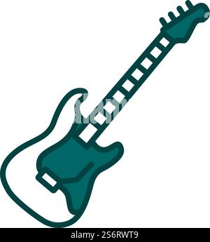 Electric Guitar Icon. Editable Bold Outline With Color Fill Design ...