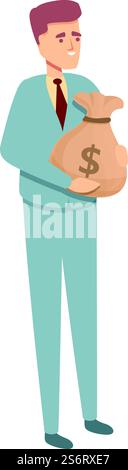 Compensation for business icon cartoon vector. Man with money. Company ...
