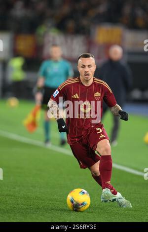 Olimpico Stadium, Rome, Italy - Angelino of AS Roma runs with the ball ...