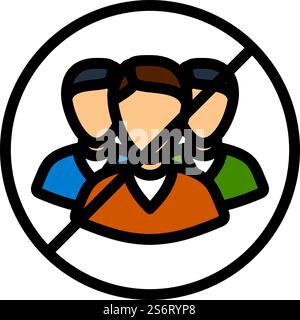 No Meeting Icon. Editable Bold Outline With Color Fill Design. Vector ...