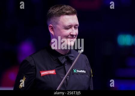 Kyren Wilson smiling during The Johnstone’s Paint Masters Snooker Final ...