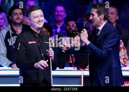 Kyren Wilson being interviewed by Rob Walker after the match between ...