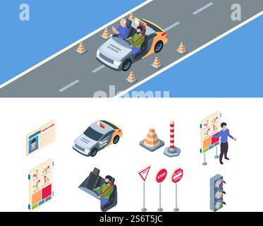Teaching traffic rules isolated cartoon vector illustration. Parents ...