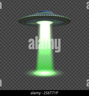 Realistic ufo. Spaceship abduction of aliens, 3d model futuristic space ...