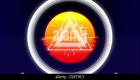 Geometric triangle image over sunset reflecting on water Stock Photo ...