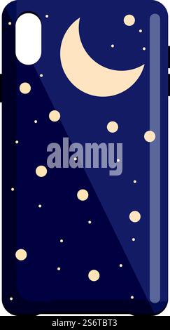 Moon stars phone case icon cartoon vector. Smartphone cover. Back ...