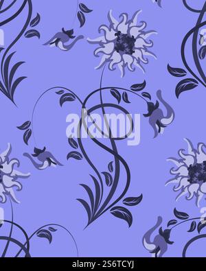 Purple botanical very peri color of the year seamless pattern texture ...