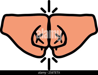 Fist Bump Icon. Editable Bold Outline With Color Fill Design. Vector ...