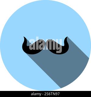 Poirot Mustache Icon. Flat Circle Stencil Design With Long Shadow ...