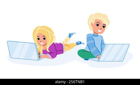 Boy playing computer game. Children room graphic black white interior ...