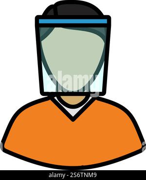 Face Shield Icon. Editable Bold Outline With Color Fill Design. Vector ...