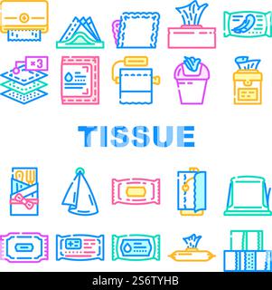Tissue Paper And Napkin Package Icons Set Vector. Towel Dispenser And ...