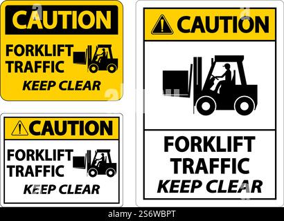 Caution Forklift Traffic Keep Clear Sign On White Background Stock ...