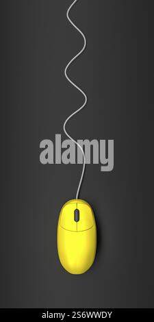A yellow computer mouse and the cable Stock Photo - Alamy