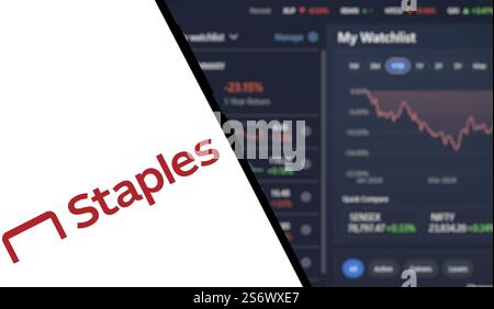 Staples logo is displayed on smartphone Stock Photo - Alamy
