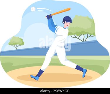 Baseball Player Sports Throwing, Catching or Hitting a Ball with Bats ...