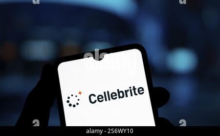 Cellebrite logo is displayed on smartphone. Cellebrite DI Ltd is a ...