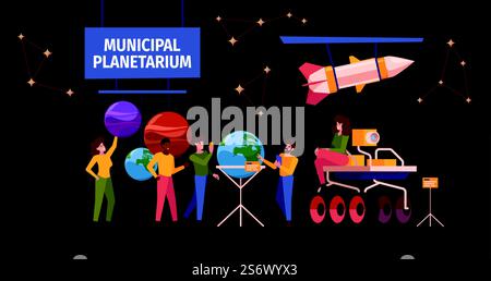 Planetarium. Space universe education museum interior solar system ...