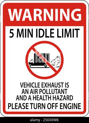 Warning 5 Min Idle Limit Sign On White Background Stock Vector Image ...