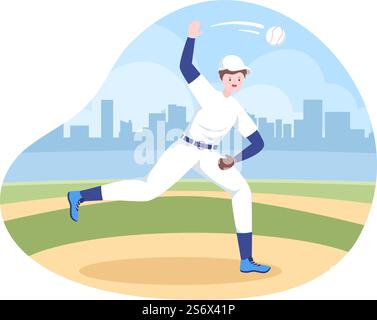 Baseball Player Sports Throwing, Catching or Hitting a Ball with Bats ...