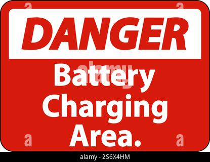 Danger Battery Charging Area Sign On White Background Stock Vector ...