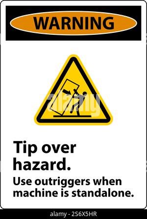 Warning Tip Over Hazard Use Outriggers Label On White Background Stock ...