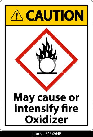 Caution May Cause Or Intensify Fire GHS Sign On White Background Stock ...
