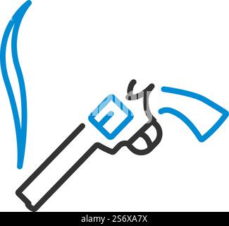 Smoking Revolver Icon. Editable Bold Outline With Color Fill Design ...