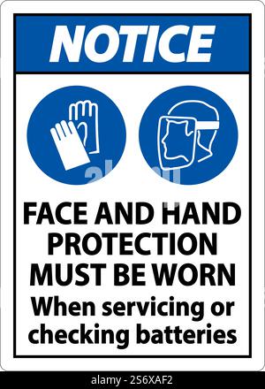 Notice When Servicing Batteries Sign On White Background Stock Vector ...