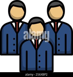 Corporate Team Icon. Editable Bold Outline With Color Fill Design ...