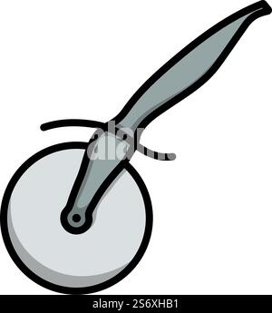 Pizza Roll Knife Icon. Editable Bold Outline With Color Fill Design ...