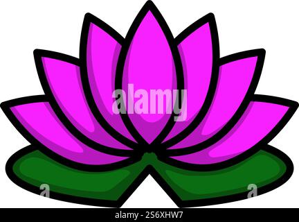 Lotus Flower Icon. Editable Bold Outline With Color Fill Design. Vector ...