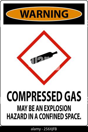 Compressed gas warning symbol, gas bottle hazard sign, Yellow Triangle ...