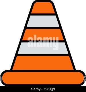 Icon Of Traffic Cone. Editable Bold Outline With Color Fill Design ...