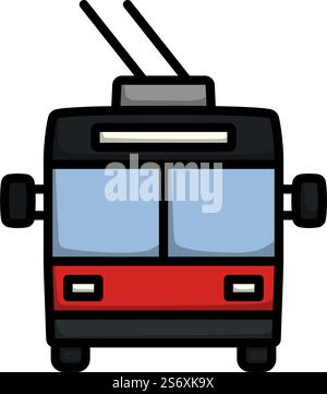 Trolleybus Icon. Editable Bold Outline With Color Fill Design. Vector ...