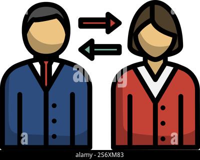 Corporate Interaction Icon. Editable Bold Outline With Color Fill ...