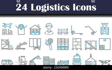 Logistics Icon Set. Editable Bold Outline With Color Fill Design ...