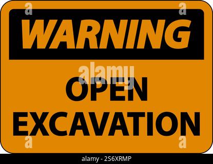 Warning Open Excavation Sign On White Background Stock Vector Image ...