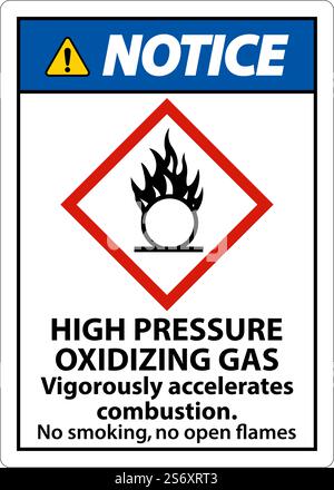 Notice High Pressure Oxidizing Gas GHS Sign On White Background Stock ...