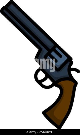 Revolver Gun Icon. Editable Bold Outline With Color Fill Design. Vector ...